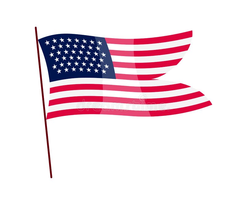 Waving Flag. American Flag on White Background. National Flag Waving ...