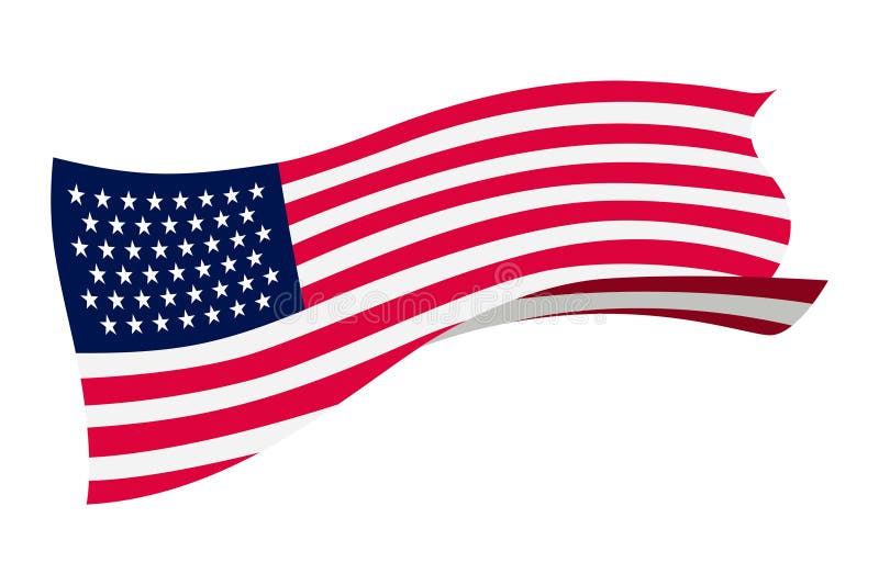 Waving Flag. American Flag on White Background. National Flag Waving ...