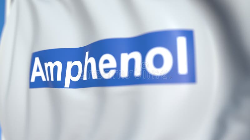 Flying Flag with Amphenol Logo, Close-up. Editorial 3D Rendering ...