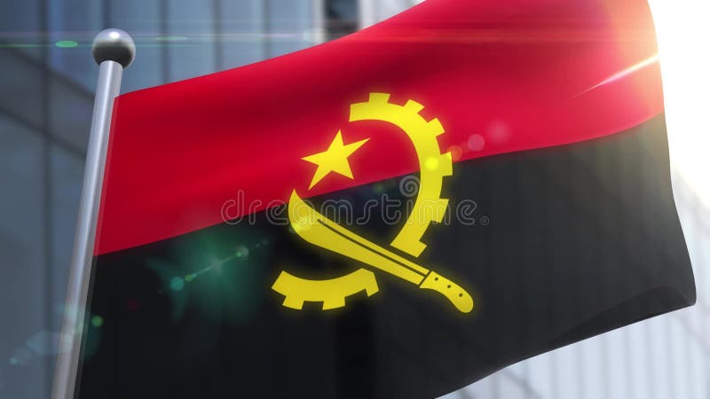 Flag of Angola Realistic Waving on Green Screen. Seamless Loop ...