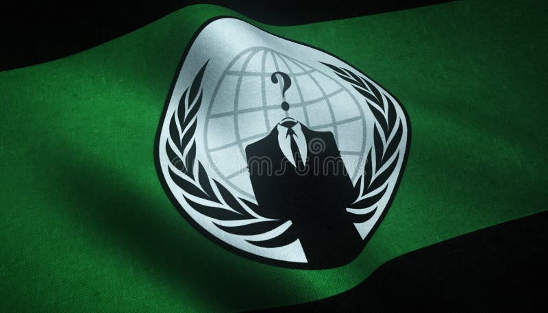 Waving Flag Of Anonymous On A Green Texture With A Black Background ...