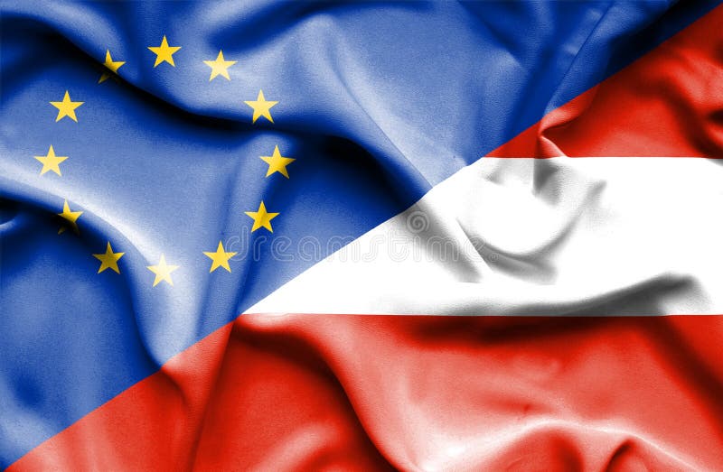 Eu flag and flag austria stock image. Image of wind, flutter - 34427255