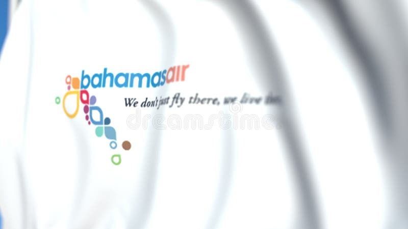 Waving Flag with Bahamasair Logo, Close-up. Editorial Loopable 3D ...