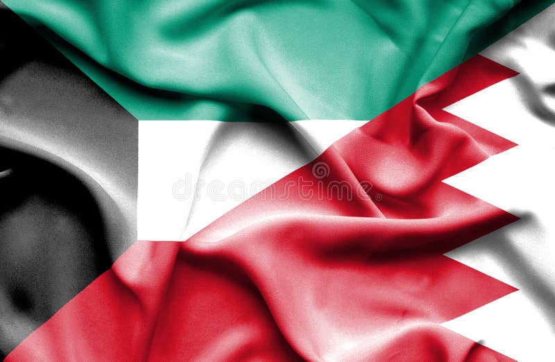 Kuwait And Bahrain Two Flags Textile Cloth, Fabric Texture Stock ...