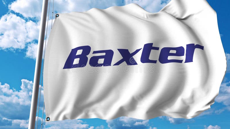 Waving Flag with Baxter International Logo. Editoial 3D Rendering ...