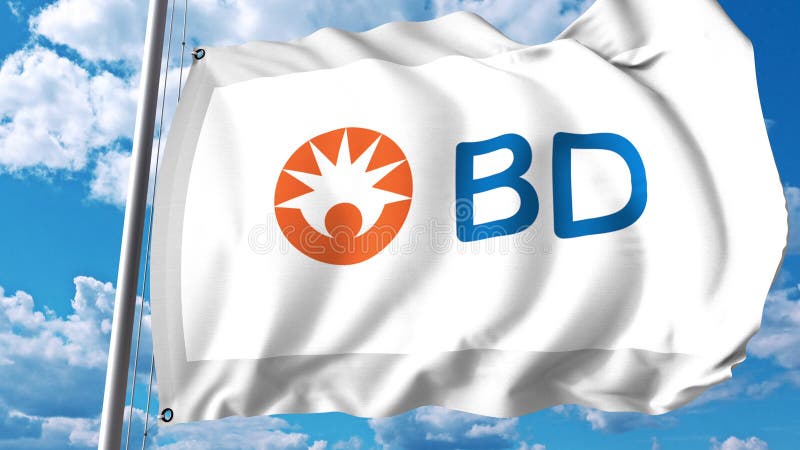 Waving Flag with Becton Dickinson Logo. Editoial 3D Rendering Editorial ...