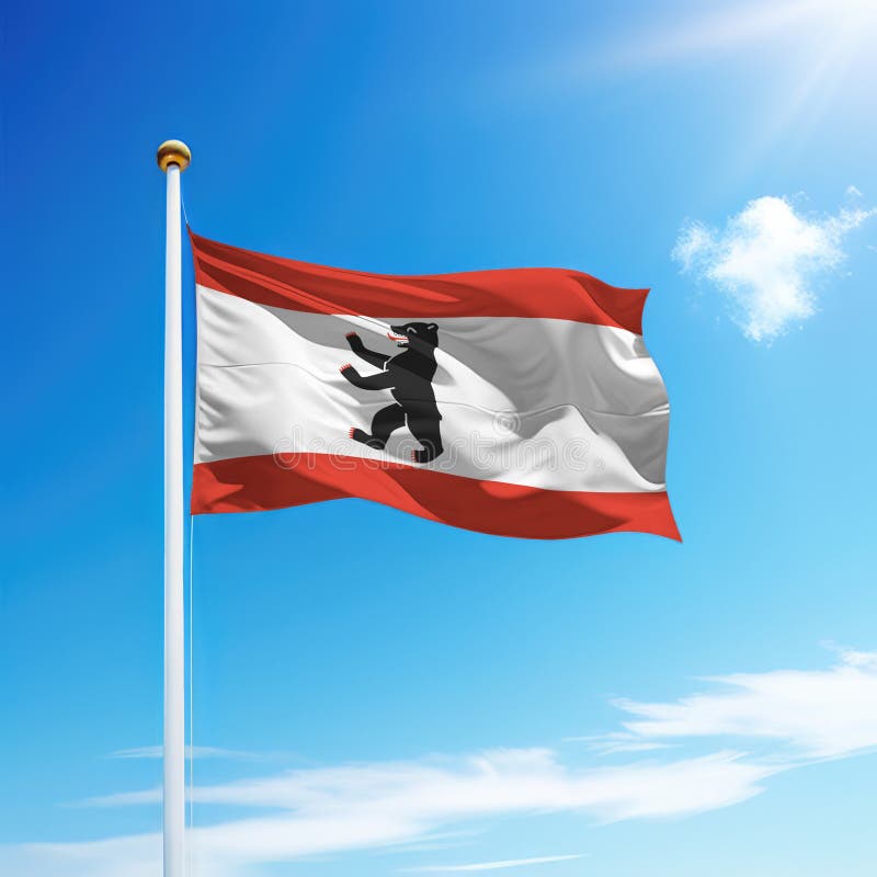 Waving Flag of Berlin is a State of Germany on Flagpole Stock ...