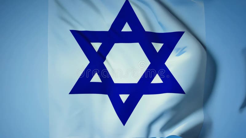 Waving Flag with Blue Star of David on White Background. 4k Video Stock ...