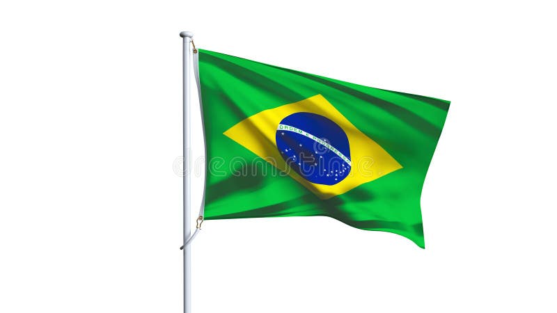 Waving Flag of Brazilian Isolated on White Background. Stock Image ...