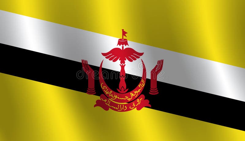 Waving Flag of Brunei Vector Illustration Stock Vector - Illustration ...