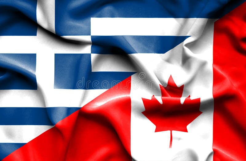 Waving Flag of Canada and Greece Stock Illustration - Illustration of ...