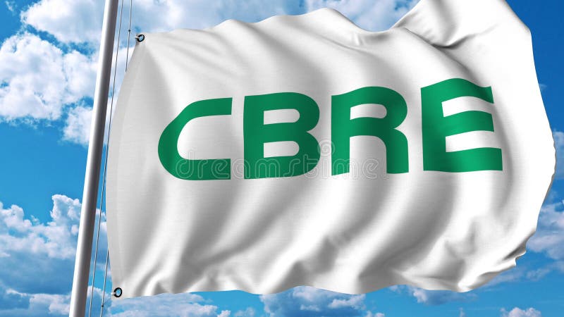 Waving Flag with CBRE Group Logo. Editoial 3D Rendering Editorial Image ...