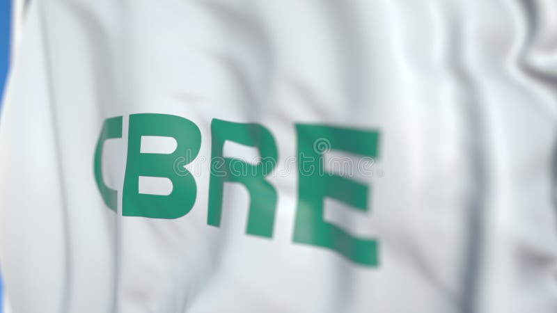 Flying Flag with CBRE Group Logo, Close-up. Editorial 3D Rendering ...