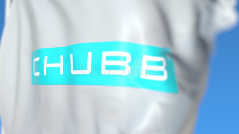 Flying Flag with Chubb Limited Logo, Close-up. Editorial 3D Rendering ...