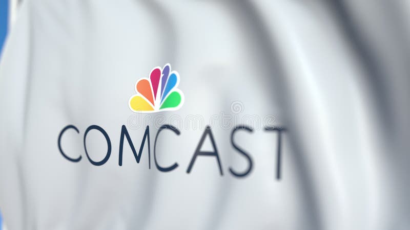 Comcast Logo on Waving Digital Flag. Editorial Looping Animation Stock ...