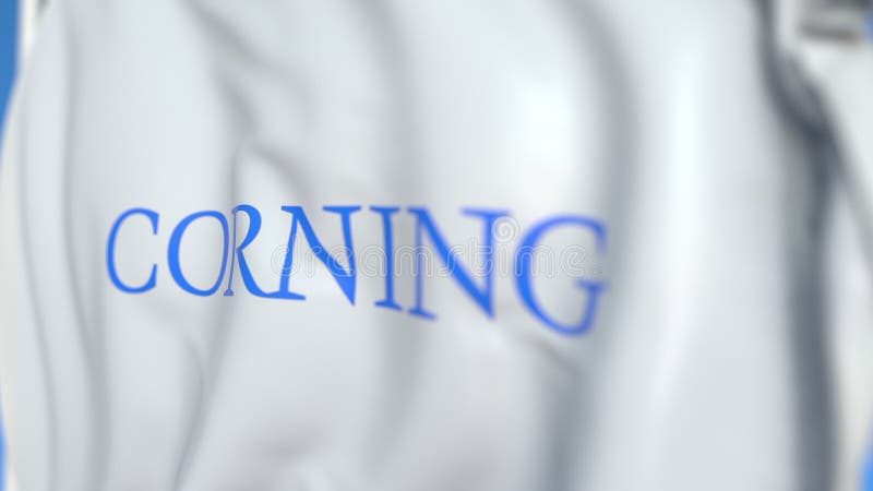 Waving Flag with Corning Inc Logo, Close-up. Editorial 3D Rendering ...