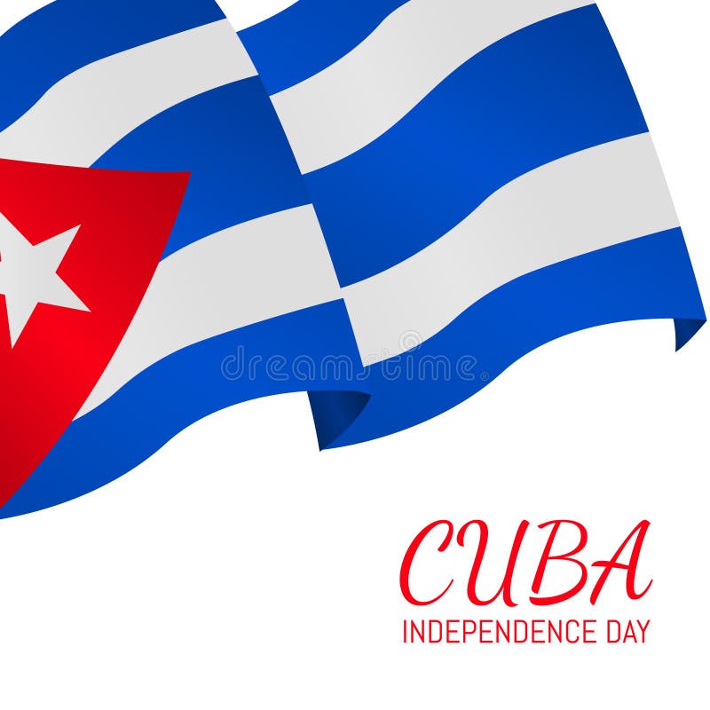Waving Flag Cuba - Greeting Cuba Independence Day Stock Vector ...