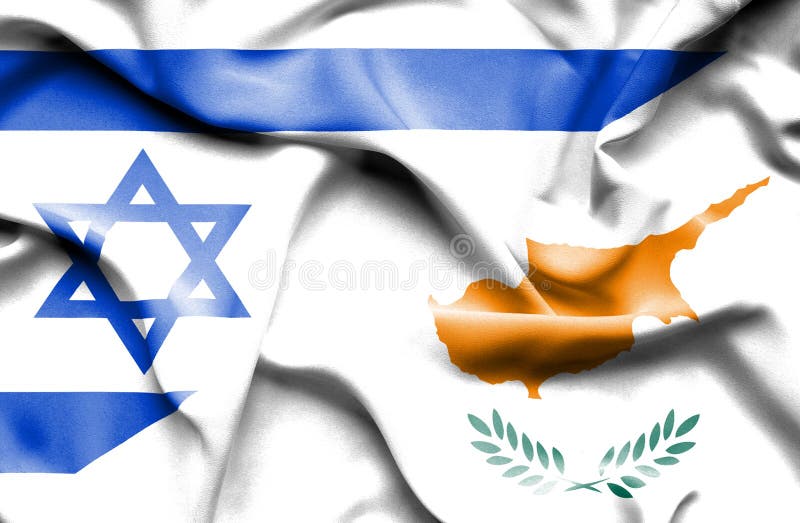 Cyprus and Israel Flags Crossed and Waving Flat Style. Official ...