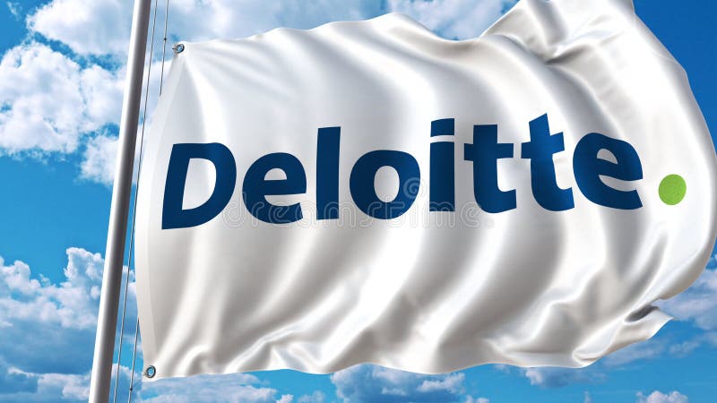 Deloitte Logo on a Glass Against Blurred Crowd on the Steet. Editorial ...