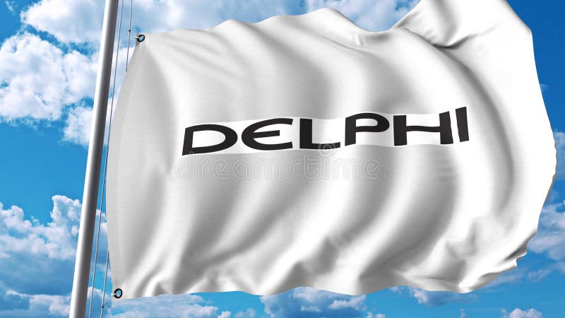 Waving Flag with Delphi Automotive Logo. Editoial 3D Rendering ...