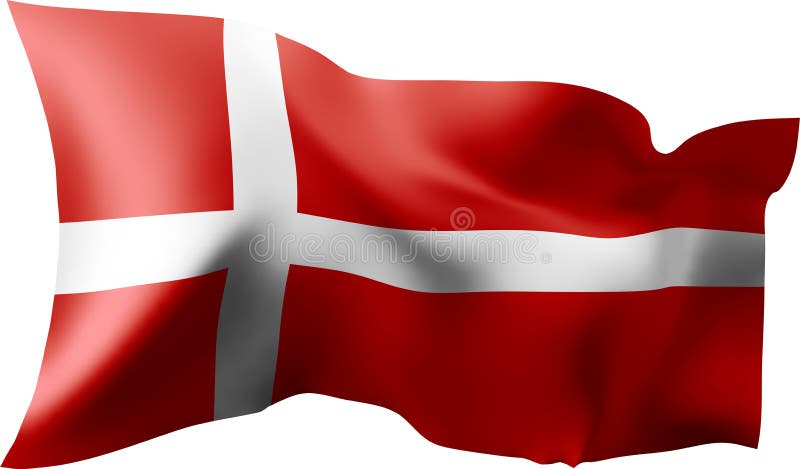 Waving Flag of the Denmark. Illustration of Wavy Denmark Flag. Flag on ...
