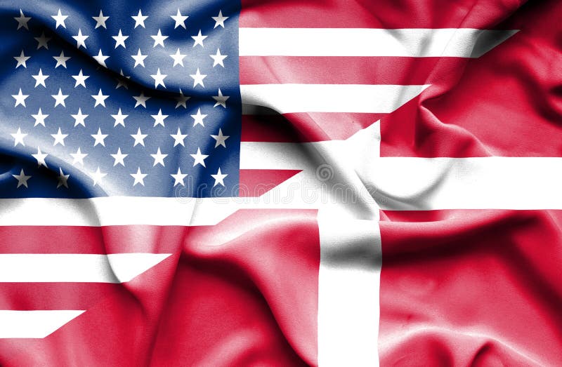 Waving Flag of Denmark and USA Stock Illustration - Illustration of ...