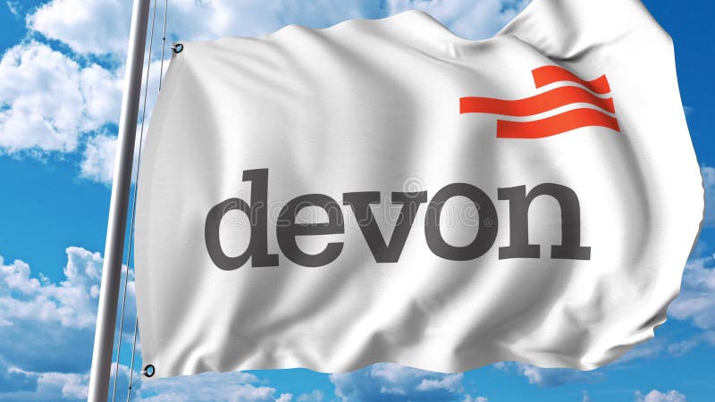Waving Flag with Devon Energy Logo. Editoial 3D Rendering Editorial ...