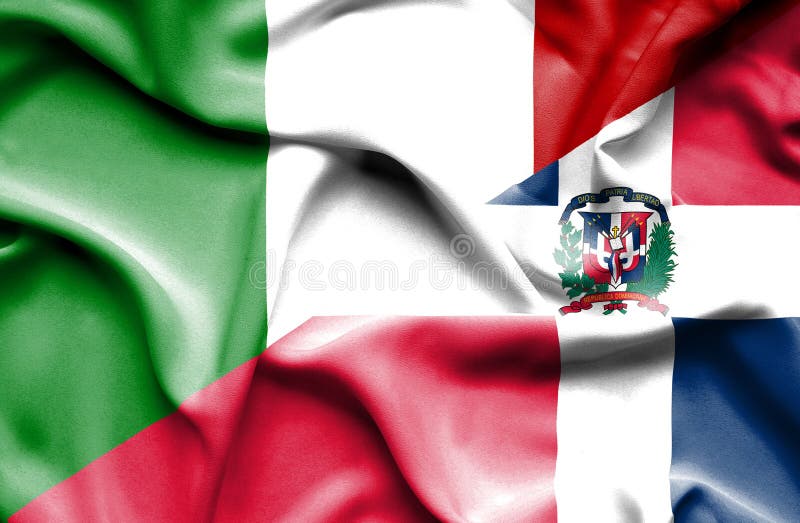 Italy Vs Dominican Republic Smoky Mystic Flags Placed Side by Side ...