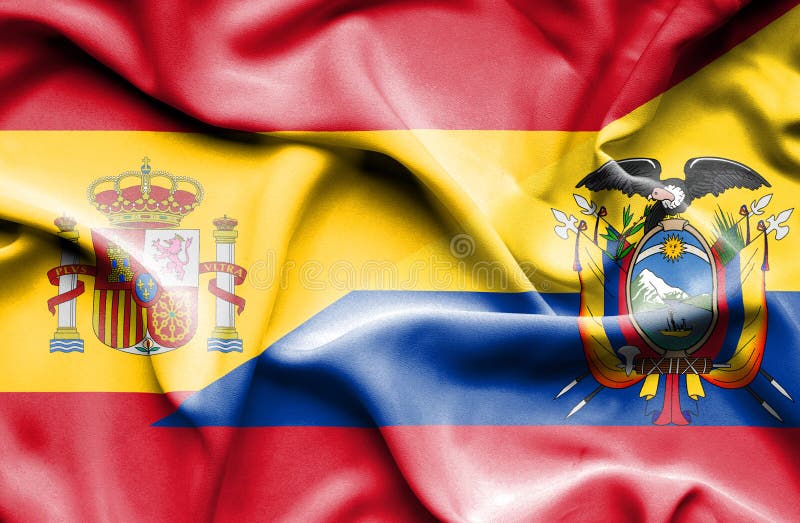 Ecuador and Spain Flags Together Paper Texture Illustration Stock ...