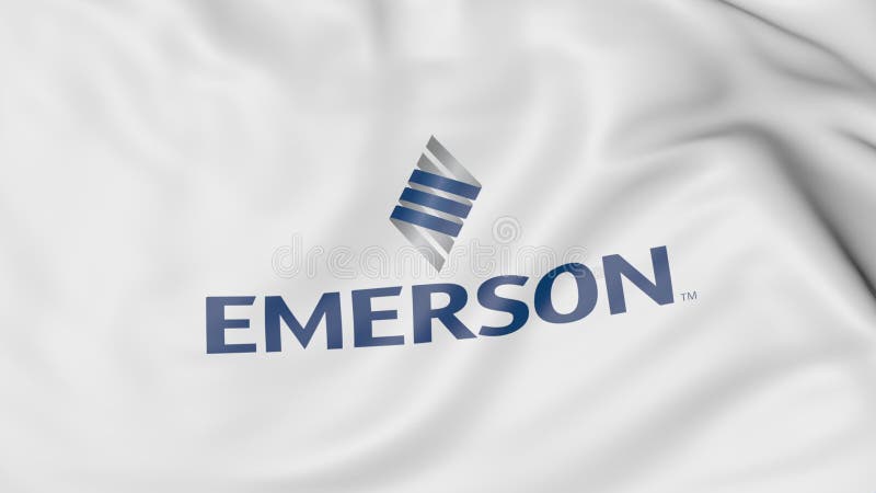 Waving Flag with Emerson Electric Logo. Editorial 3D Rendering ...