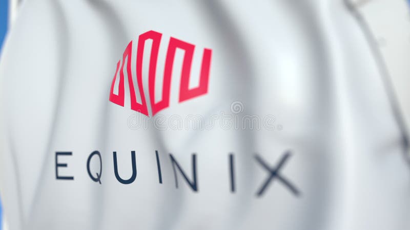 Flying Flag with Equinix Logo, Close-up. Editorial 3D Rendering ...