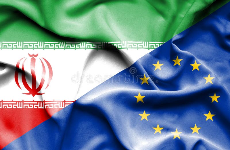 EU and Iran. the European and Iranian Flags. Official Colors. Correct ...