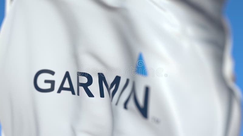 Waving Flag with Garmin Logo, Close-up. Editorial 3D Rendering ...