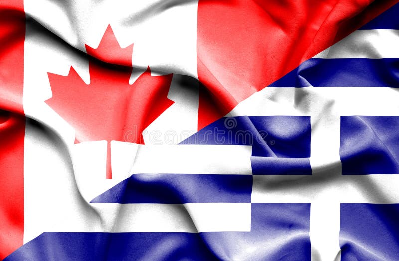 Canada And Greece Flags. Crossed Flags. Vector Illustration. Stock ...