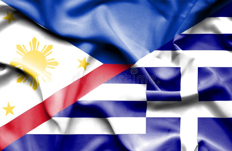 Waving Flag of Greece and Philippines Stock Illustration - Illustration ...
