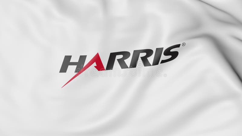 Waving Flag with Harris Corporation Logo. Editorial 3D Rendering ...