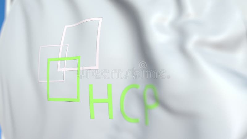 Waving Flag with Hcp Inc Logo, Close-up. Editorial 3D Rendering ...