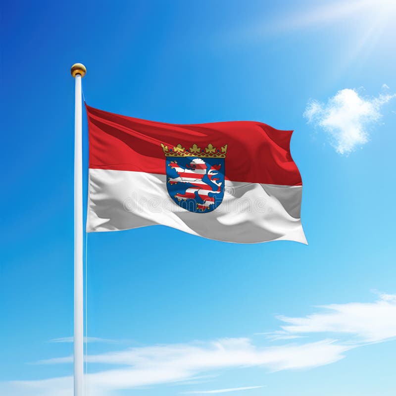 Waving Flag of Hesse is a State of Germany on Flagpole Stock ...