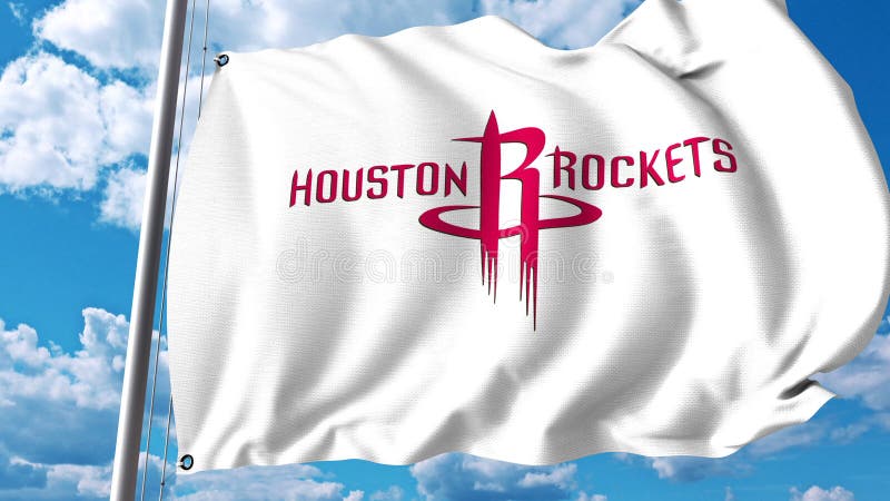 Waving Flag with Houston Rockets Professional Team Logo. Editorial 3D ...