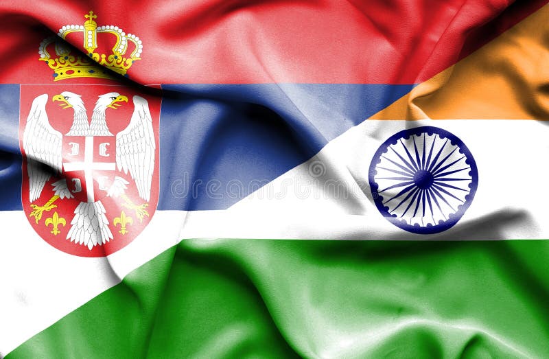 Serbia Vs India, Indian Smoky Mystic Flags Placed Side by Side. Thick ...