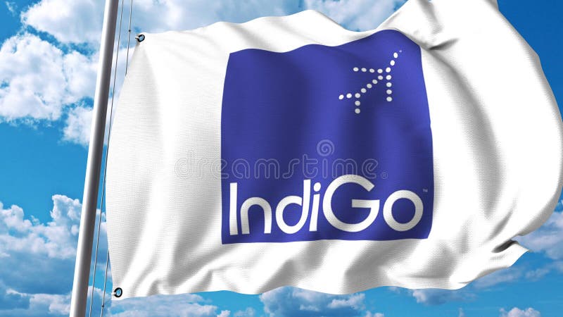 Waving Flag with Indigo Logo. 3D Rendering Editorial Photography ...