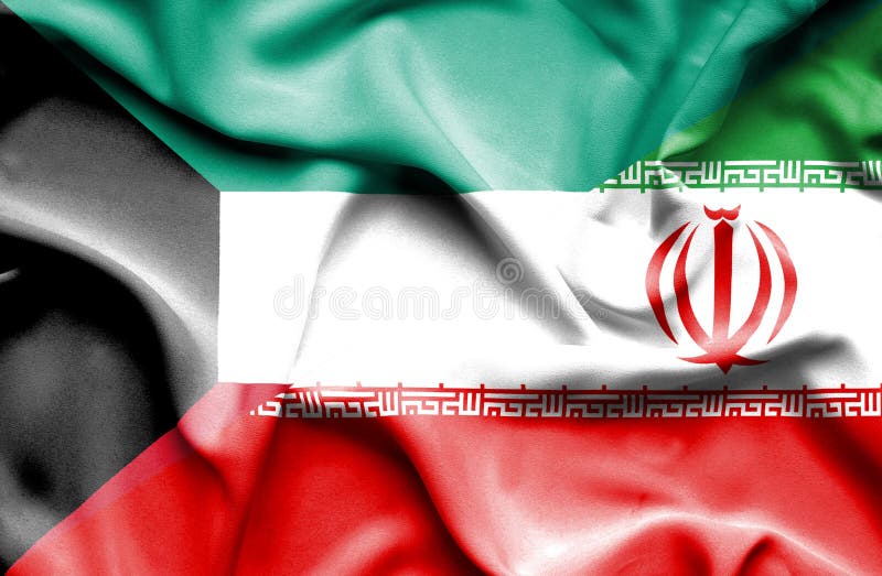 Waving Flag of Iran and Kuwait Stock Illustration - Illustration of ...