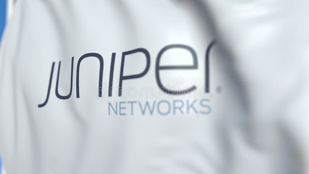 Waving Flag with Juniper Networks Logo, Close-up. Editorial 3D ...
