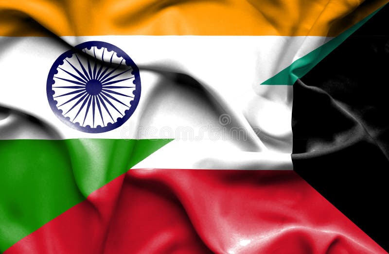 Kuwait and India Flags Together Paper Texture Illustration Stock ...