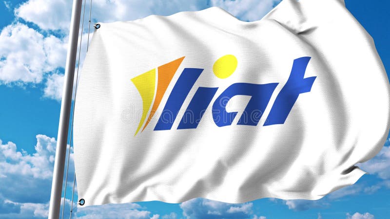 Waving Flag with Liat Logo. 3D Rendering Editorial Photography ...