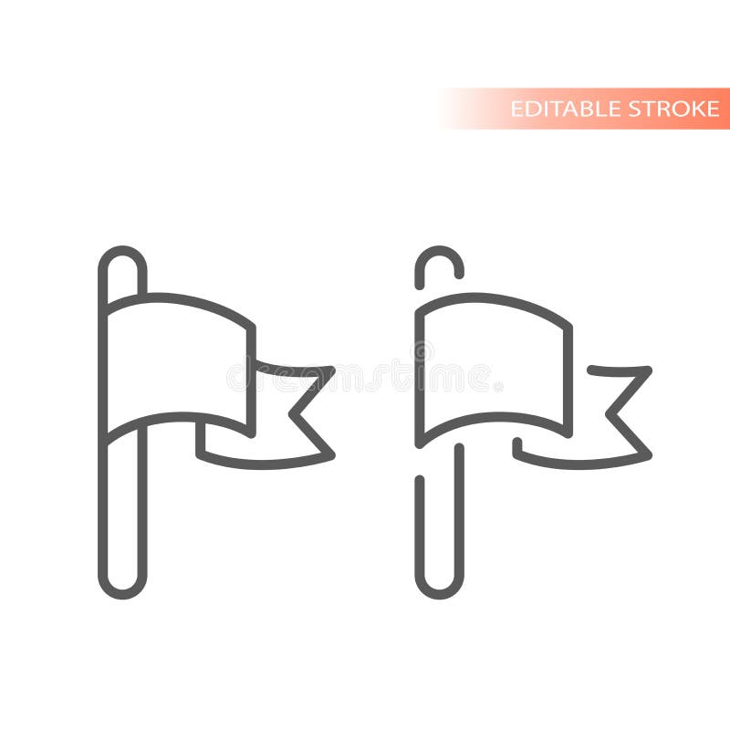 Waving Flag Line Vector Icon. Simple Outlined Web Symbol Stock Vector ...