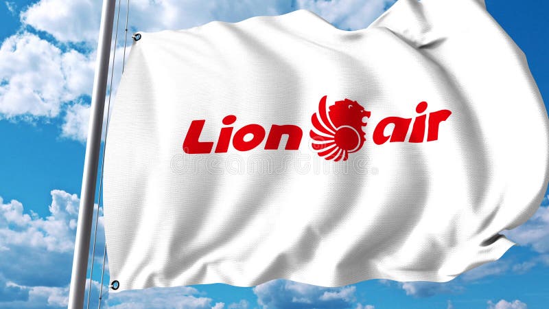 Waving Flag with Lion Air Logo. 3D Rendering Editorial Image ...