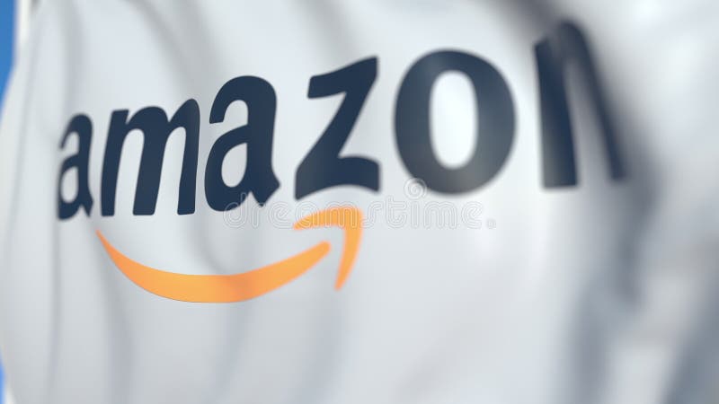 Waving Flag with Amazon Logo, Close-up. Editorial 3D Rendering ...