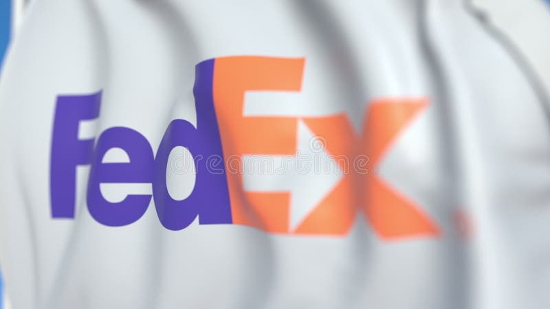 Waving Flag with FedEx Corporation Logo, Close-up. Editorial 3D ...