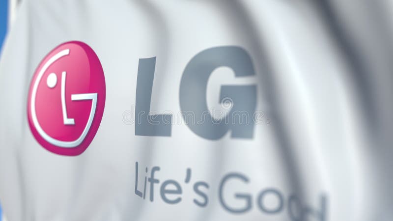 Waving Flag with LG Corporation Logo, Close-up. Editorial Loopable 3D ...